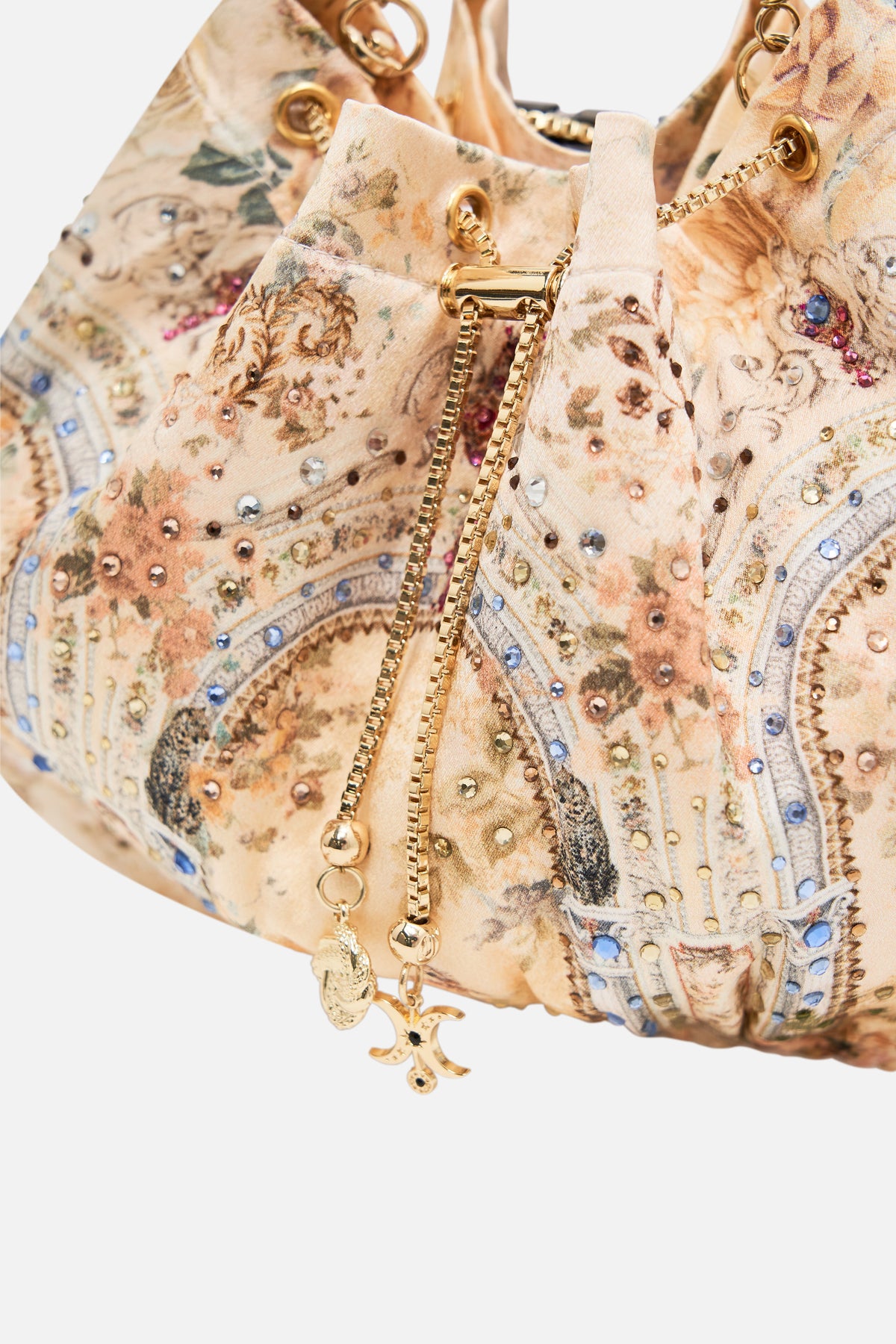 DRAWSTRING POUCH W/ CHAIN STRAP (ADORNED IN ANTIQUITY) – karenjordanstyle